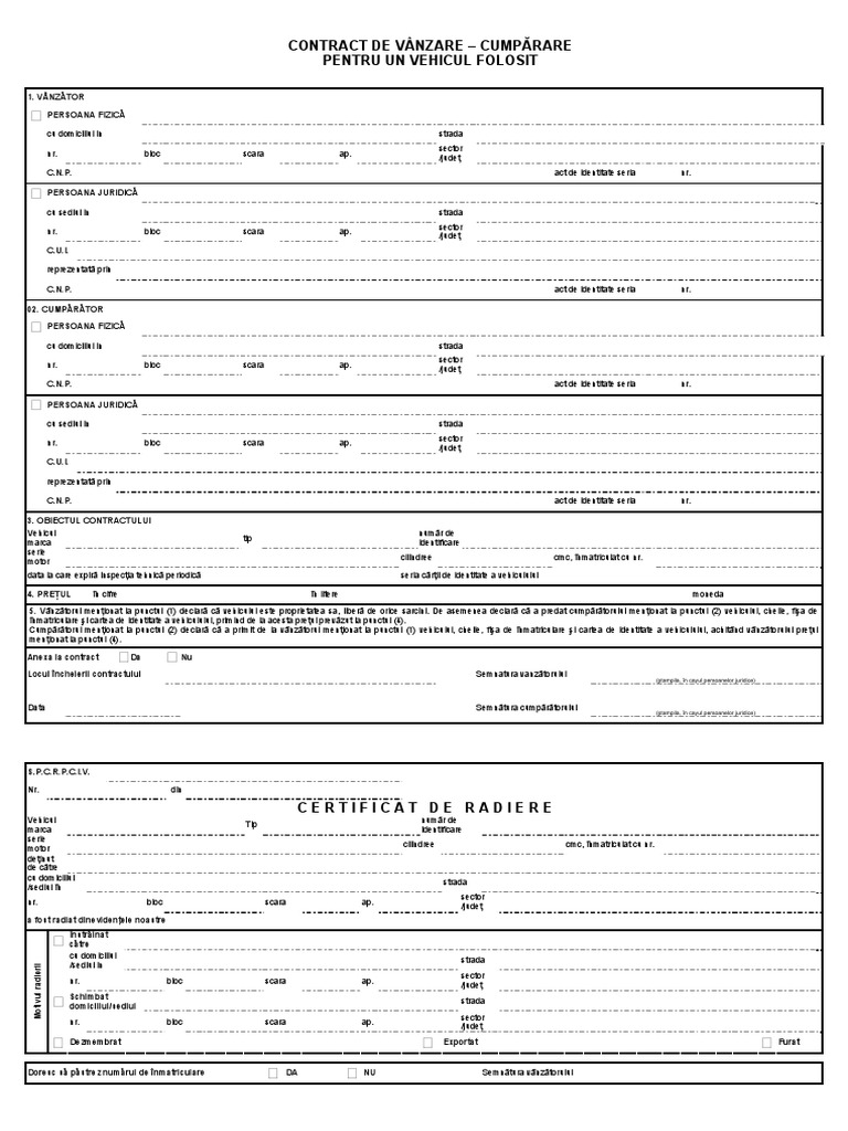 Contract Vanzare Cumparare Auto Folosit 7 2010 PDF | PDF