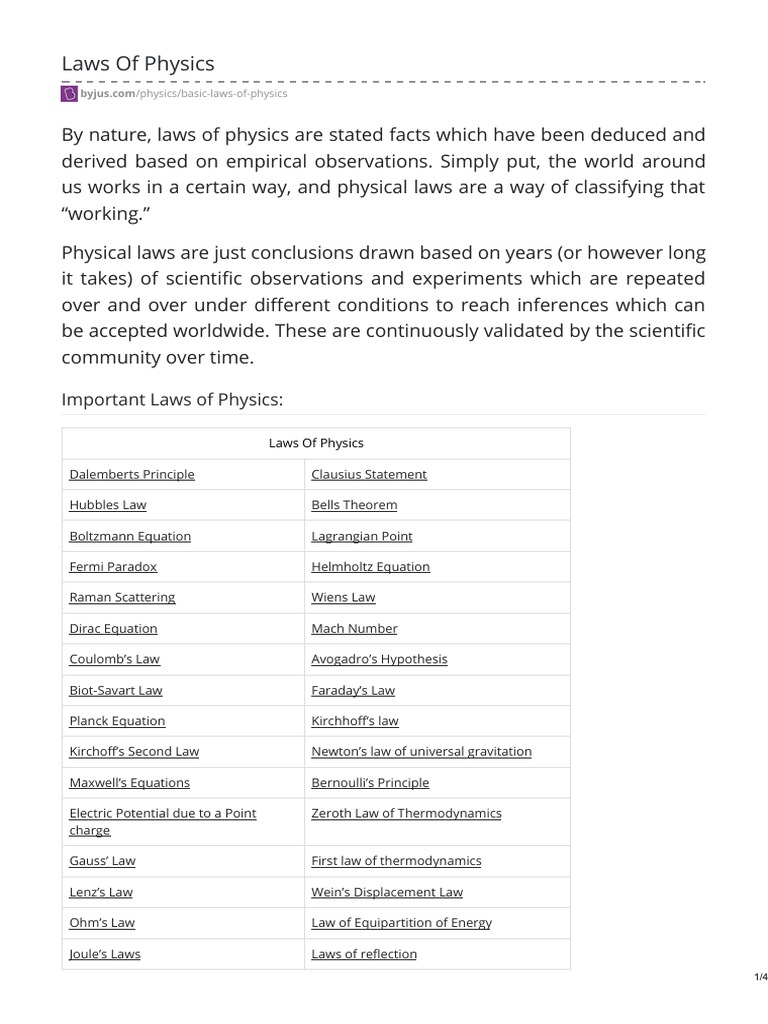 Laws of Physics | PDF | Physical Law | Universe
