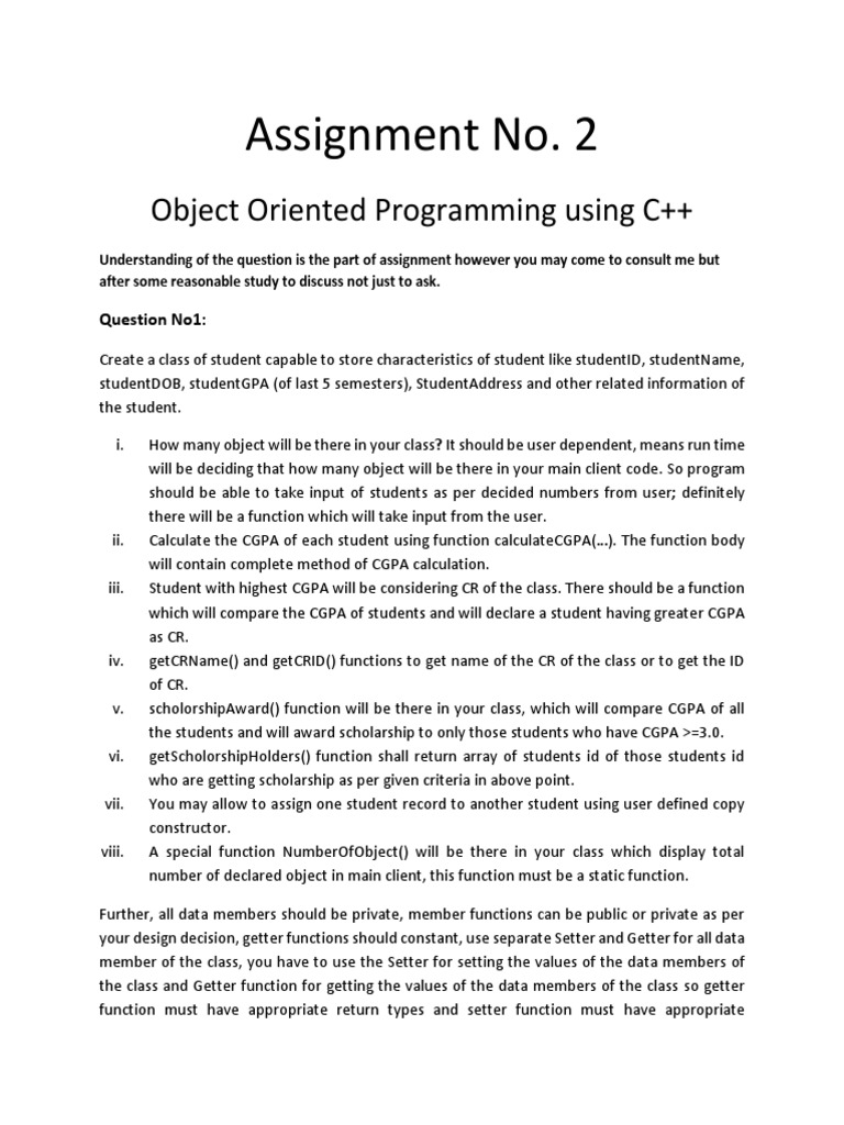 Assignment 2 OOP | PDF | Class (Computer Programming) | Subroutine Assignment 2 OOP | PDF | Class (Computer Programming) | Subroutine