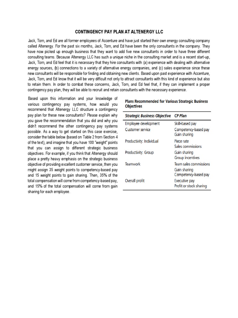 Contingency Pay Plan at Altenergy LLC | PDF
