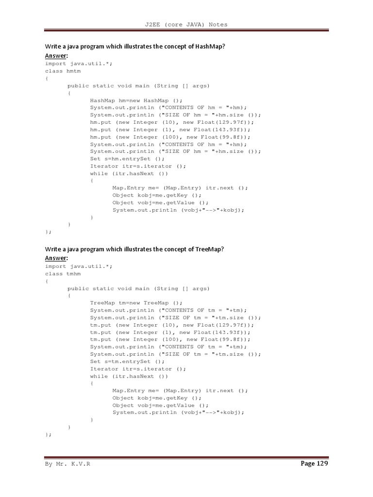 Write A Java Program Which Illustrates The Concept Of Hashmap Answer Pdf Java Virtual