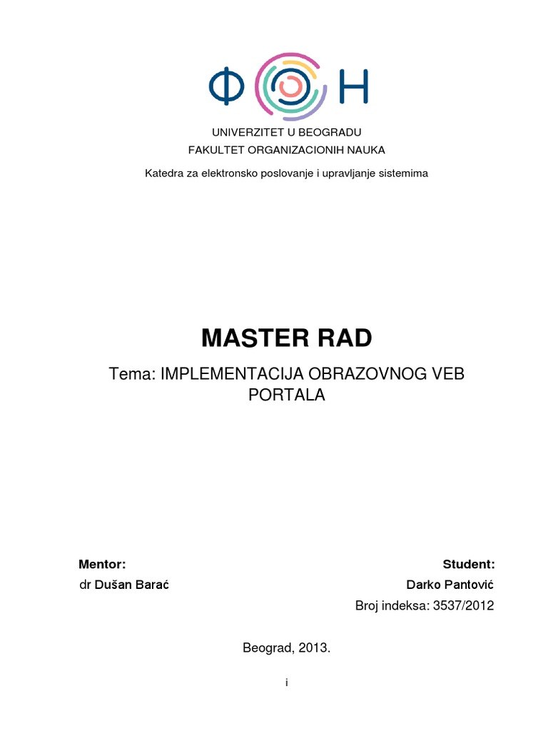 Master Rad Darko Pantovic PDF | PDF