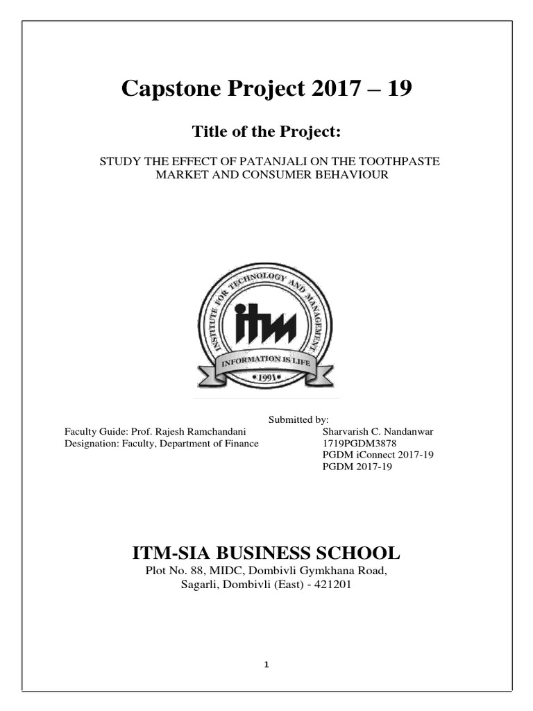Capstone Project Final Report - Patanjali | PDF | Retail | Brand