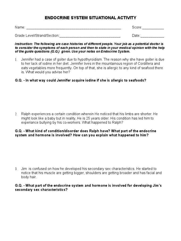 Endocrine Disorders Case Studies | PDF | Sleep | Endocrine System
