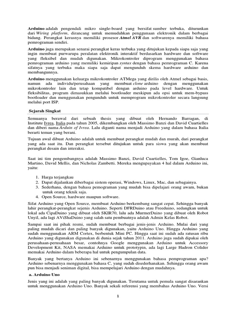 Modul Dasar Pemograman Arduino | PDF