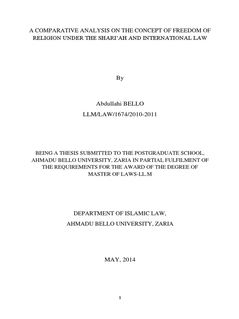 A Comparative Analysis On The Concept of Freedom of Religion Under The ...