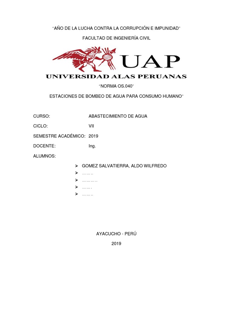 Norma OS 040 | PDF | Bomba | Ingeniería Química