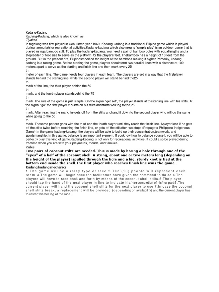 Tiyakad: Kadang Kadang Mechanics | PDF | Leisure