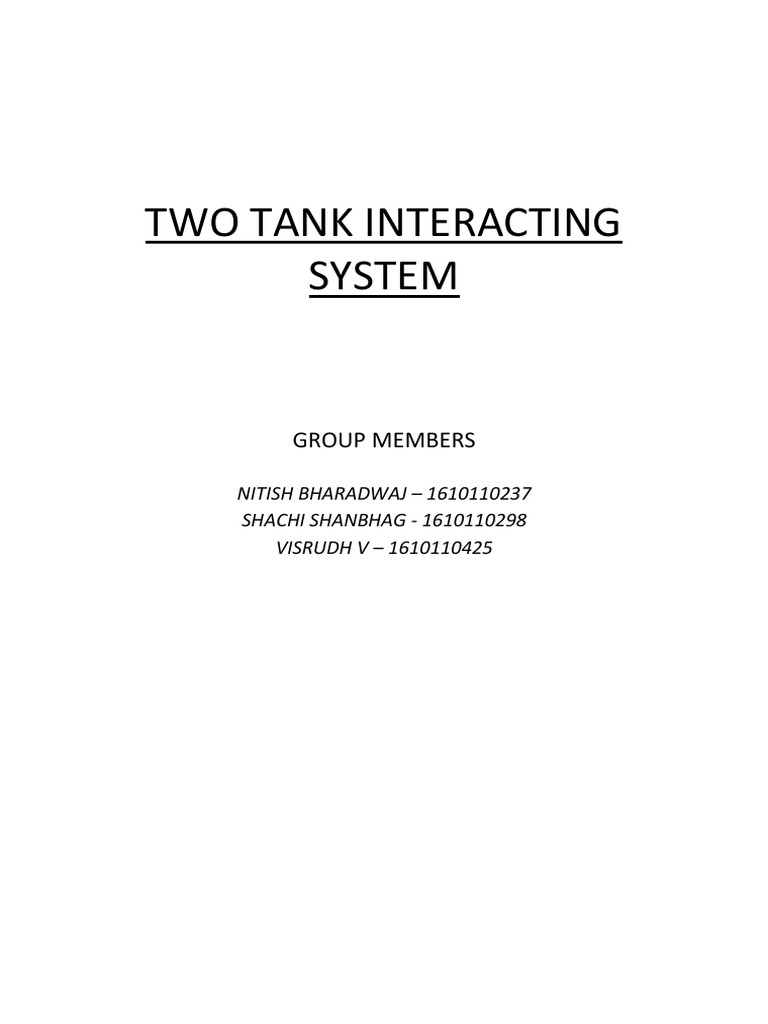 Two Tank Interacting System PDF | PDF | Valve | Pump