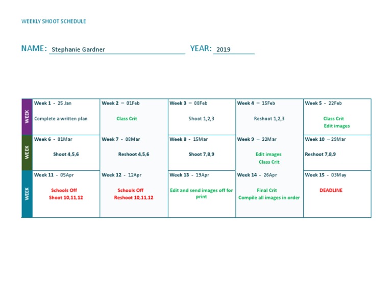 Weekly Schedule 1 | PDF