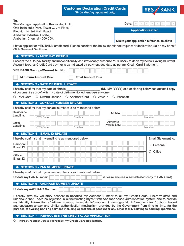 Customer Declaration Credit Cards | PDF | Personal Identification ...