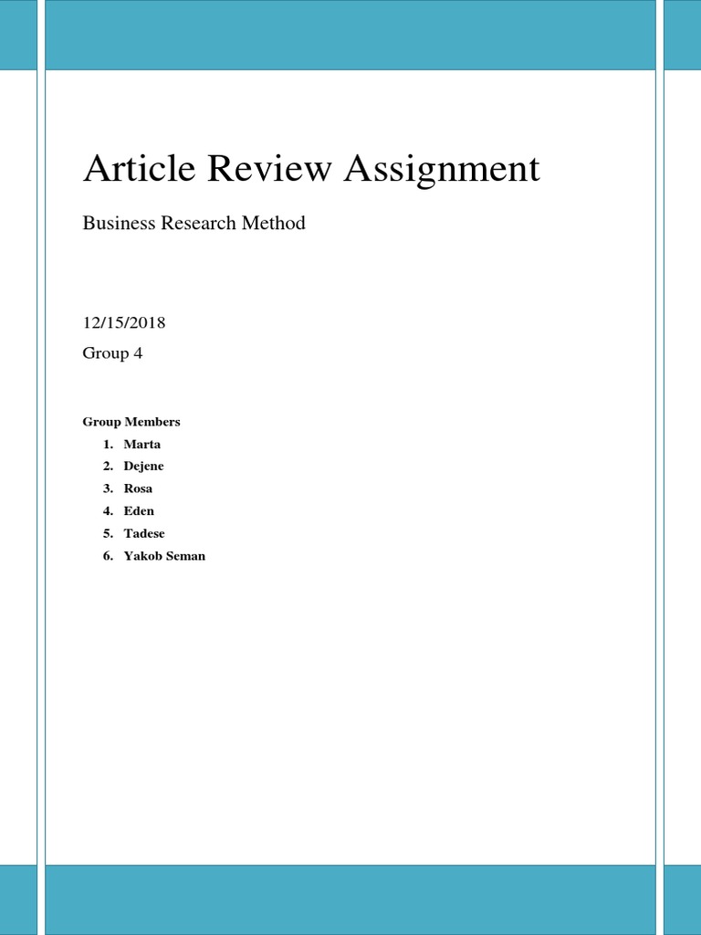 Article Review Assignment: Business Research Method | PDF | Small And ...