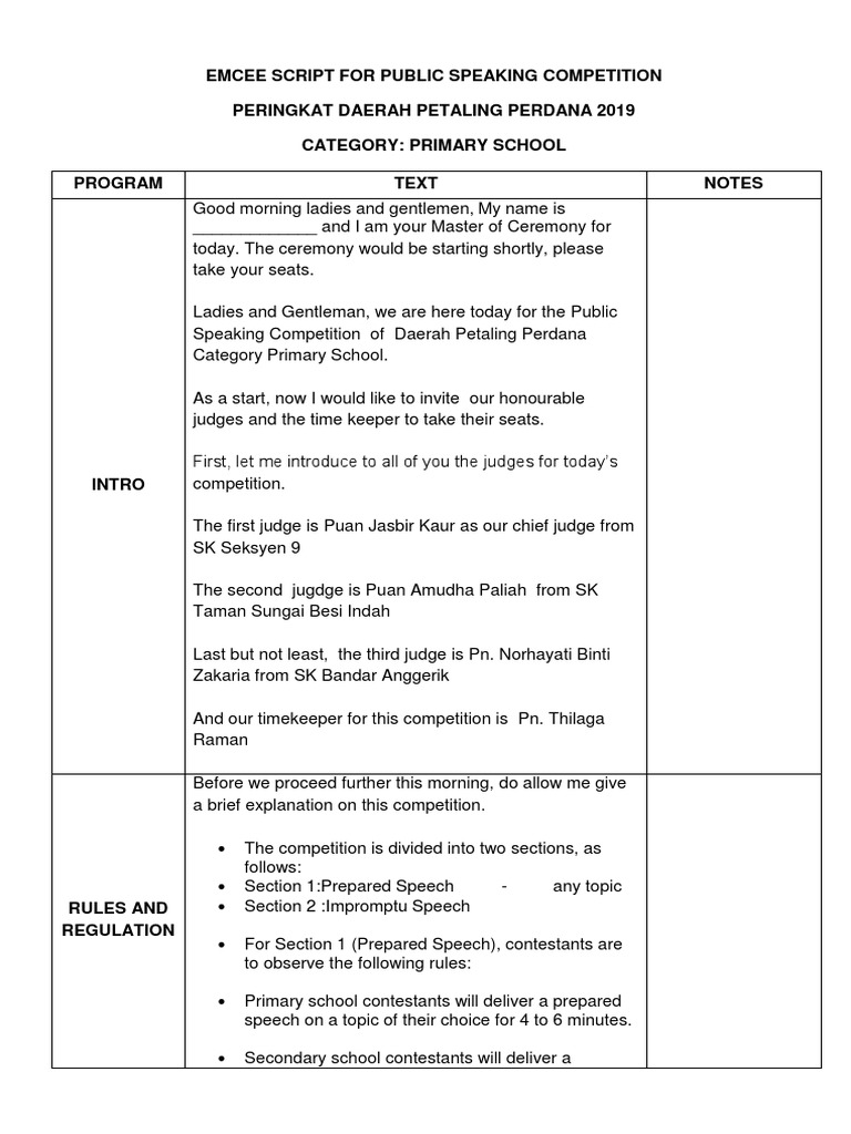 Dokumen - Tips Emcee Script For Public Speaking Competition Daerah Johor Bahru 2015 | PDF ...