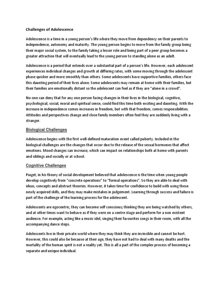 Challenges of Adolescence | PDF | Adolescence | Behavioural Sciences
