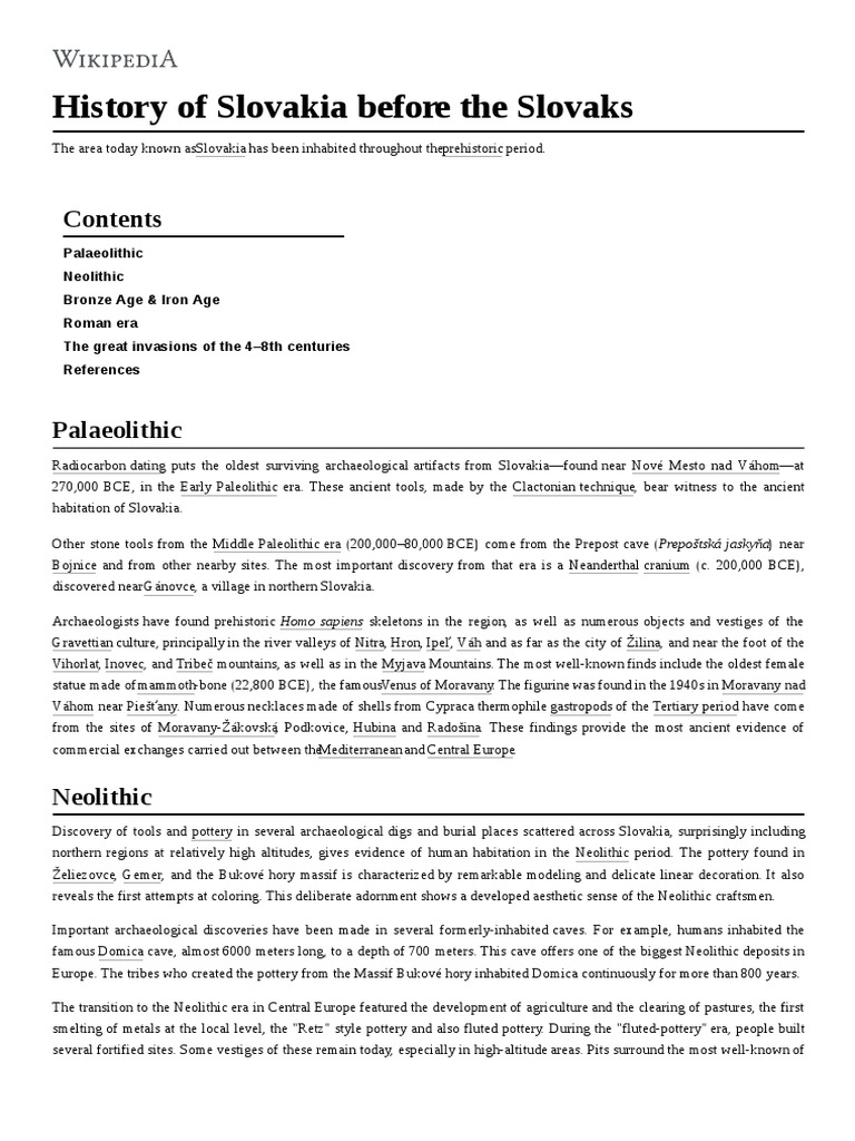 History of Slovakia Before The Slovaks | PDF | Slovakia | Paleolithic
