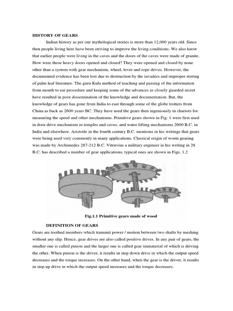 History of Gears | PDF | Gear | Transmission (Mechanics)