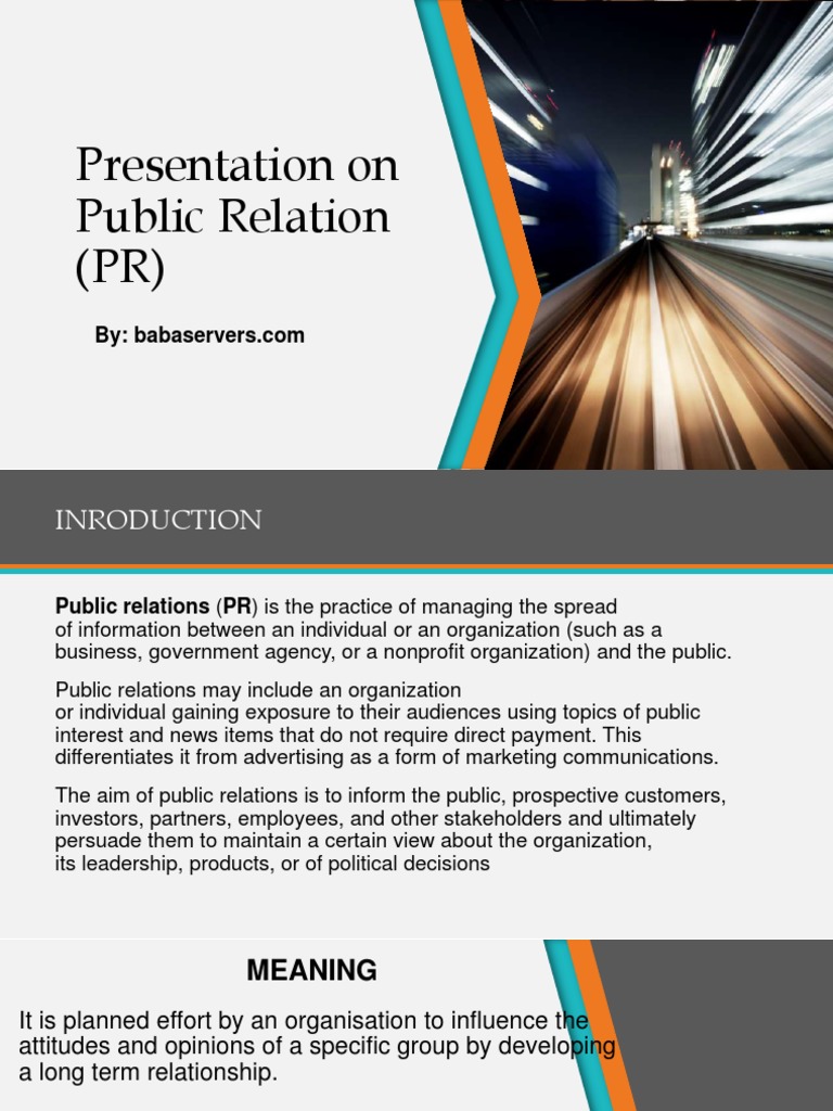 Presentation On Public Relation (PR) | PDF | Public Relations ...