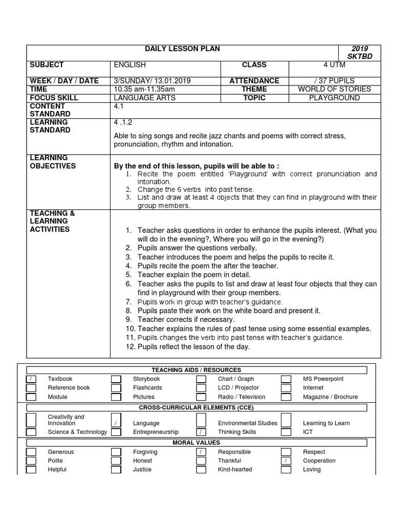 Lesson Plan Year 4 Week 3 | PDF | Lesson Plan | Reading Comprehension