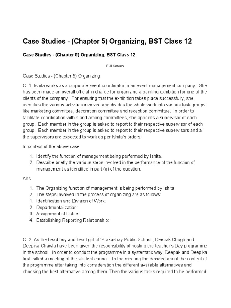 Studies - (Chapter 5) Organizing, BST Class 12 | PDF | Economies | Business