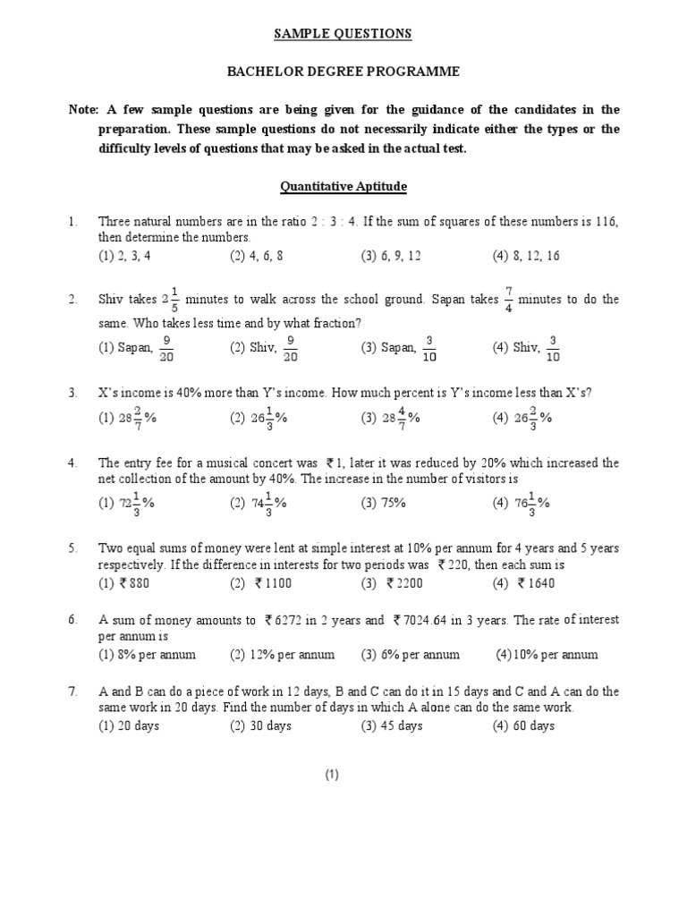 Bachelor Sample Paper PDF | PDF | Retail | Question