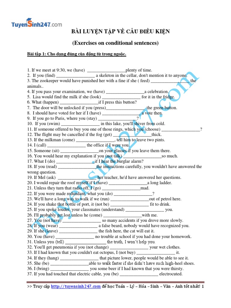 Bai Tap Cau Dieu Kien | PDF