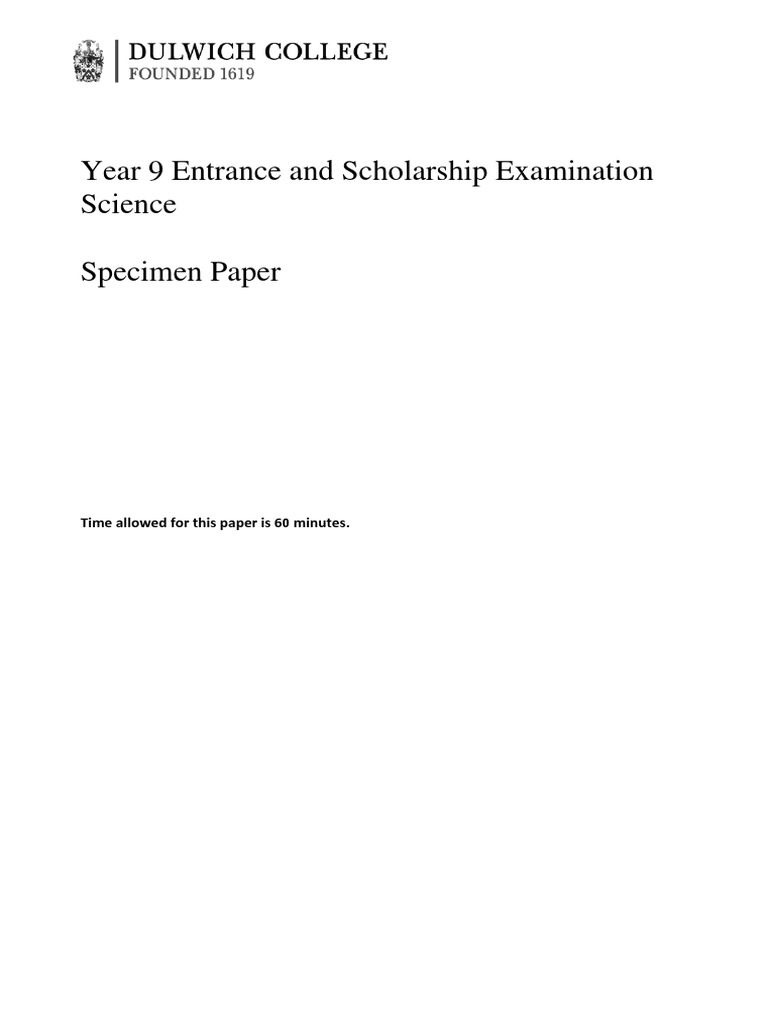 Dulwich College Year 9 Science Exam | PDF | Sodium Chloride | Solubility