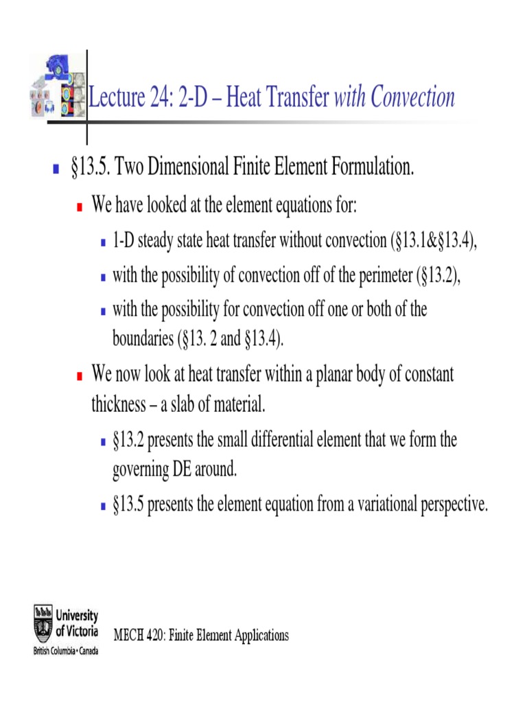 Lecture 24: 2-D - Heat Transfer With Convection: 13.5. Two Dimensional ...