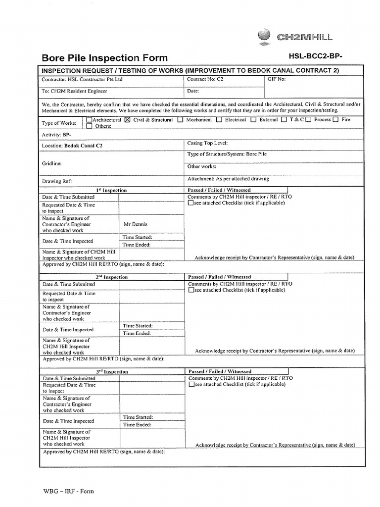 Inspection Form (BP) PDF | PDF
