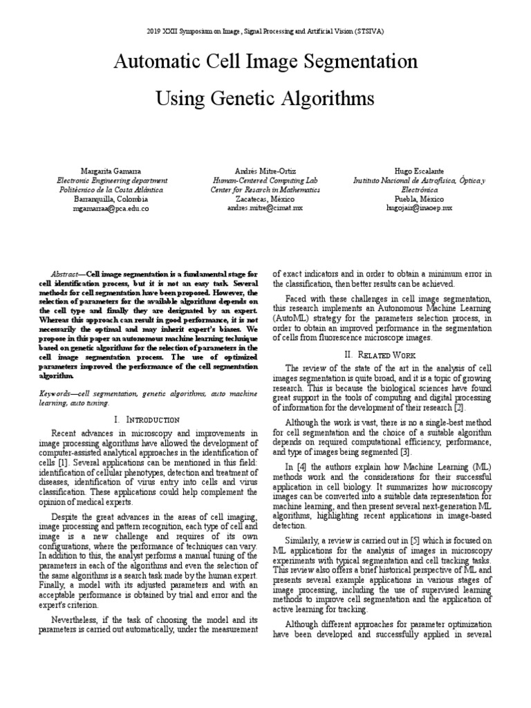 Automatic Cell Image Segmentation Using Genetic Algorithms | PDF | Image Segmentation | Accuracy ...