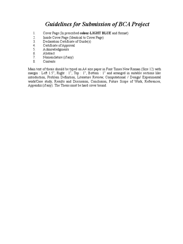 Bit Bca Project Format | PDF | Arial | Thesis