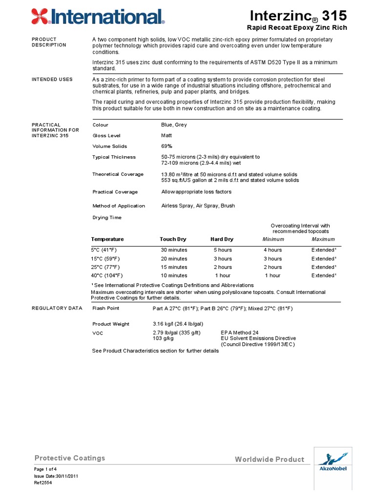 Interzinc 315+d | PDF | Epoxy | Paint