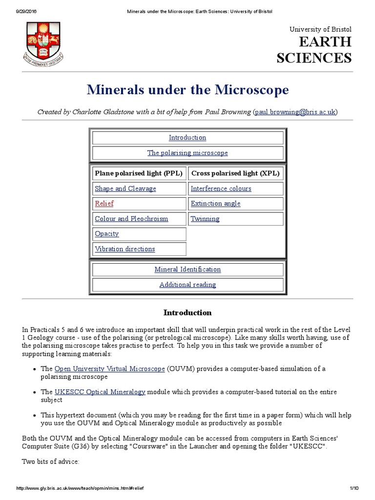 Minerals Under The Microscope - Earth Sciences - University of Bristol ...
