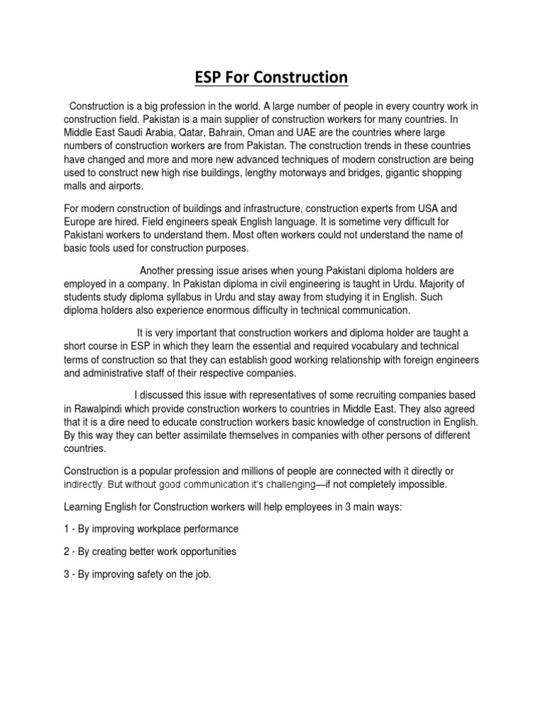 ESP Construction | PDF | Excavation (Archaeology) | General Contractor