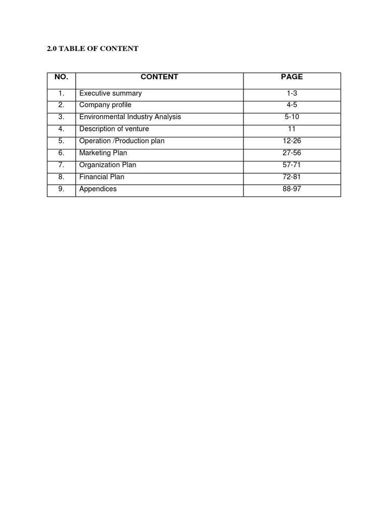 Table of Content | PDF | Business