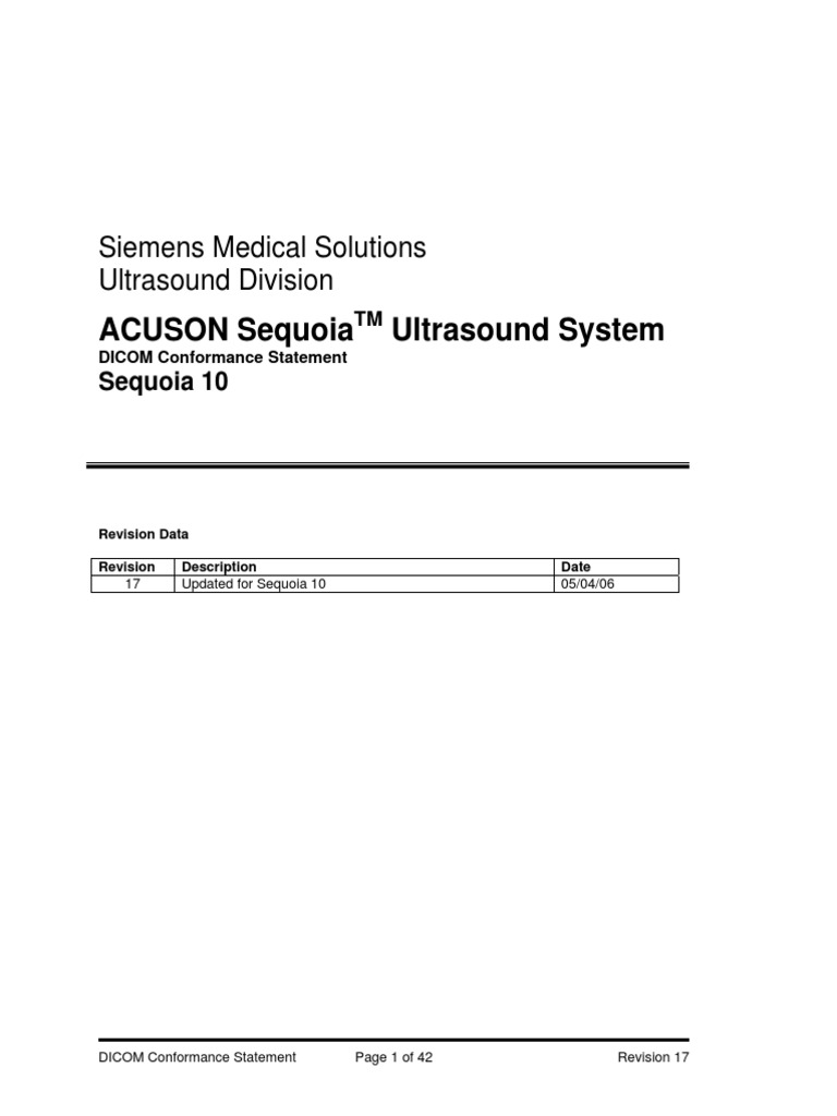 Acuson Sequoia c512 Dicom | PDF | Computing | Areas Of Computer Science