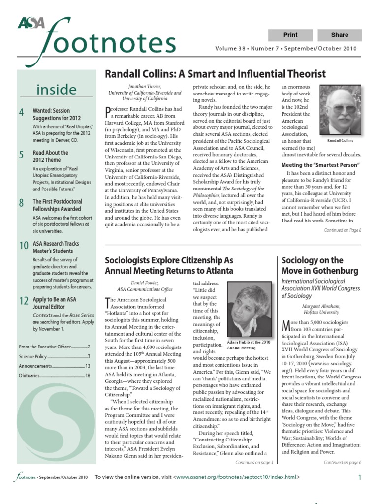 ASA Footnotes 1.SeptOct10 | PDF | Sociology | Global Warming