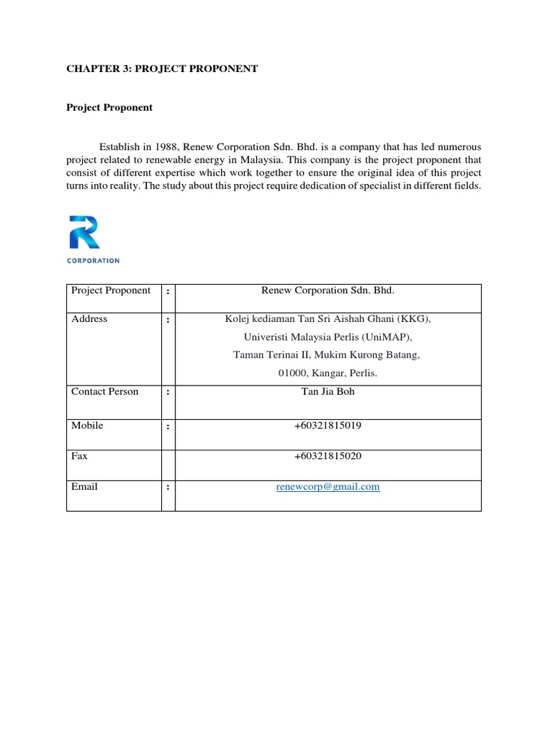 Chapter 3: Project Proponent | PDF | Nature