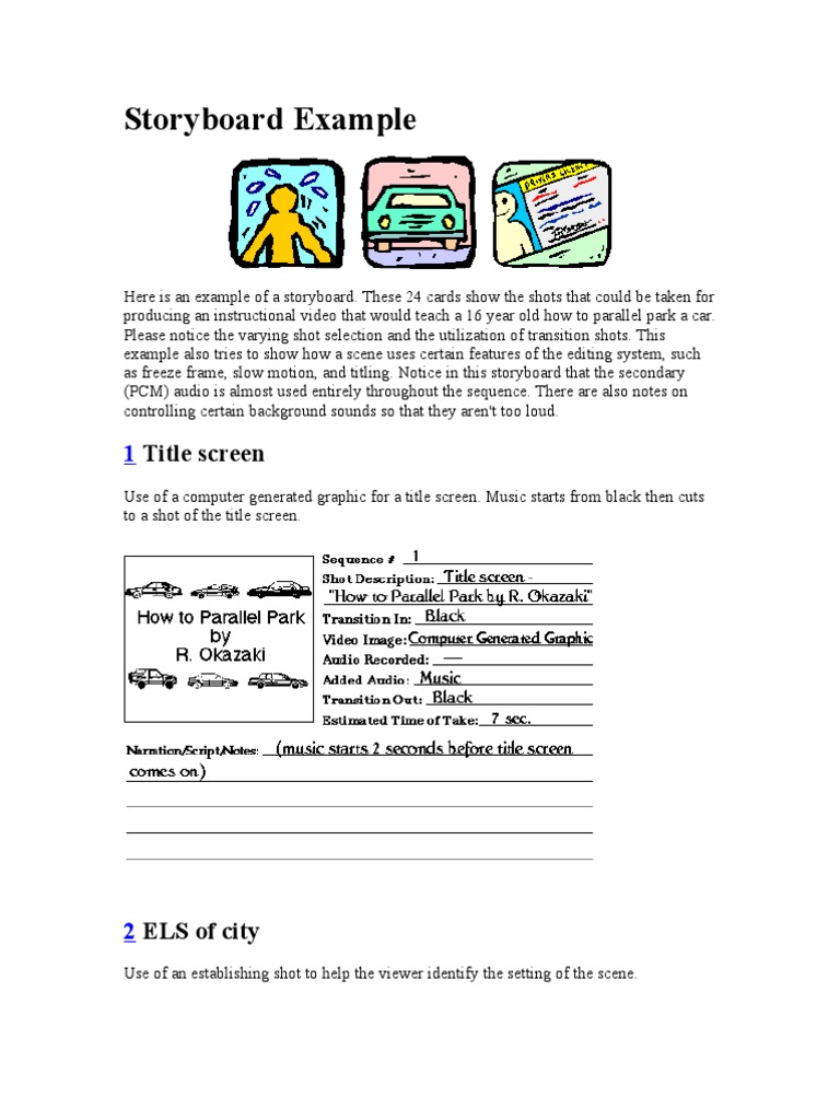 Storyboard Example: Title Screen | PDF | Computer Generated Imagery ...