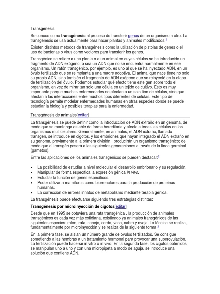 Transgénesis | PDF | Clonación | Bioquímica