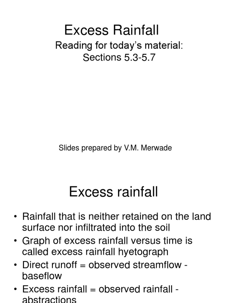 Excess Rainfall: Reading For Today's Material: Sections 5.3-5.7 | PDF ...