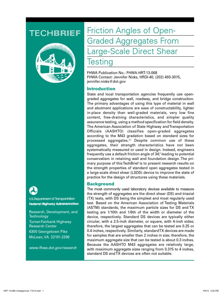 Friction Angles of Open-Graded Aggregates From Large-Scale Direct Shear ...