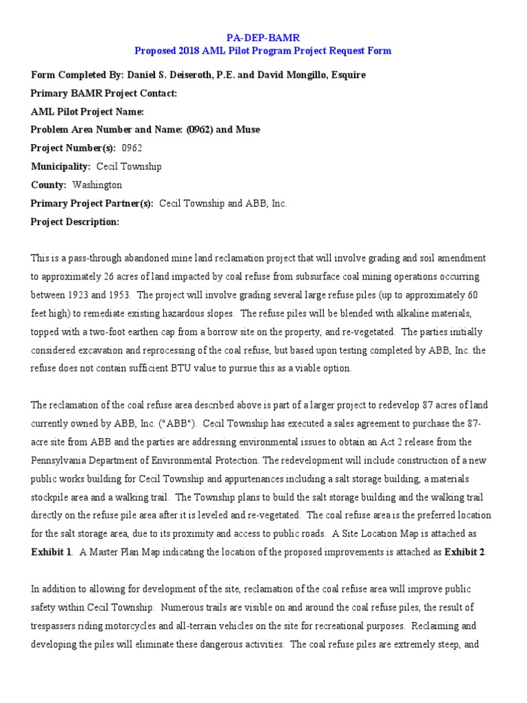 PA DEP Grant Application ABB | PDF | Environmental Remediation | Pollution