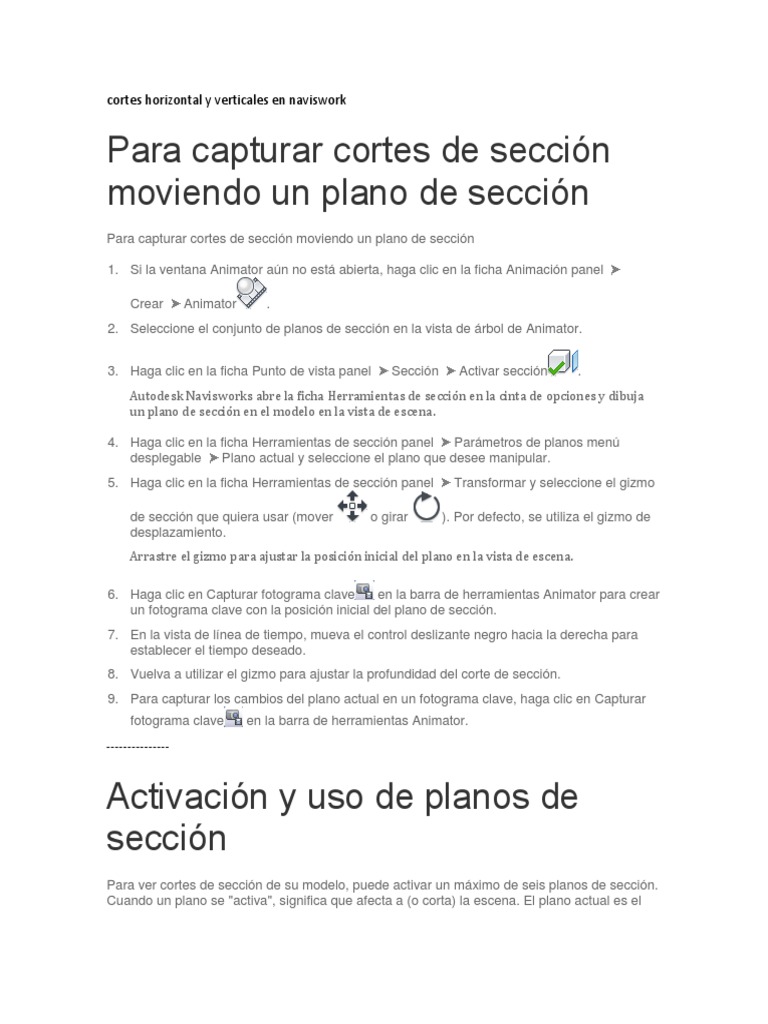 Cortes Horizontal y Verticales en Naviswork | PDF | Point and Click ...