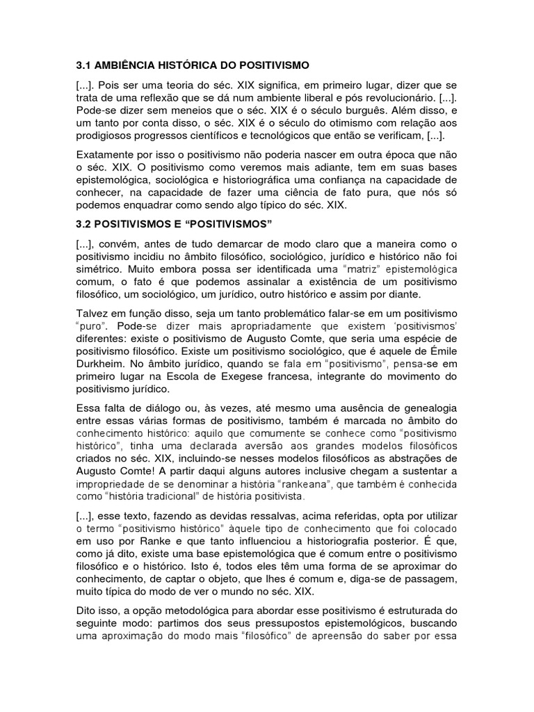 Resumo Sobre o Positivismo Historiografico | PDF | Science | Conhecimento