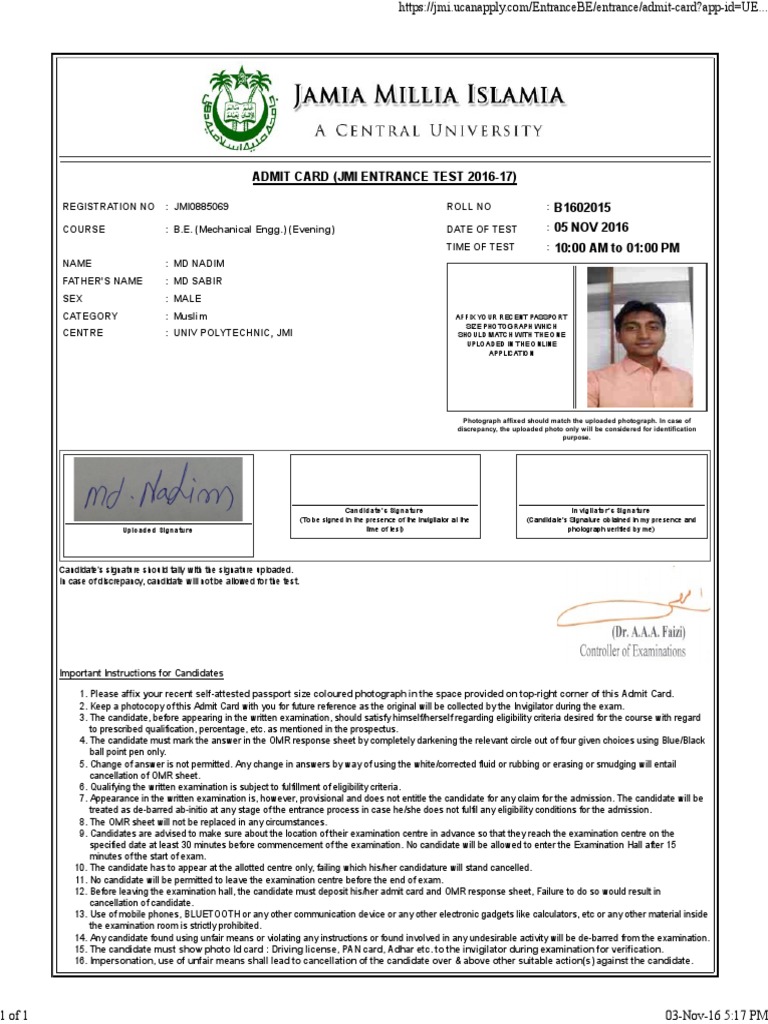 Admit Card | PDF | Government