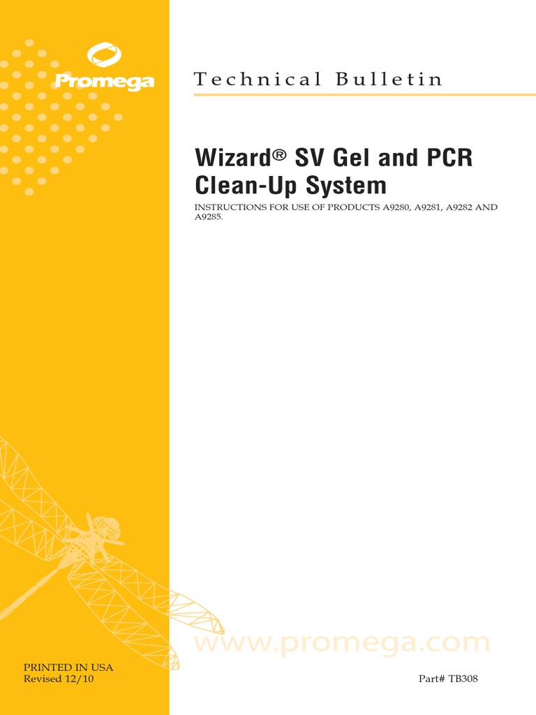 Promega Wizard SV Gel and PCR Clean Up System | PDF | Gel ...