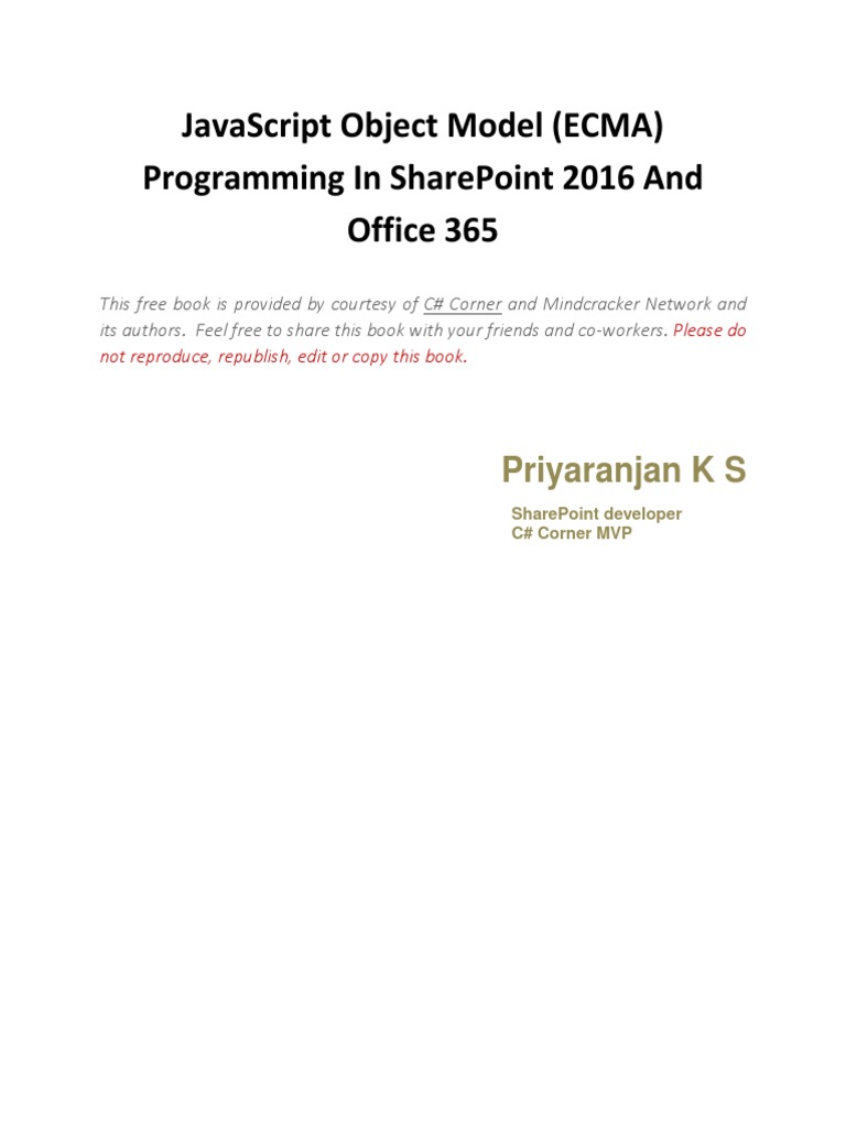 Javascript Object Model Ecma Programming in Sharepoint 2016 and Office - 365 PDF | PDF | Share ...