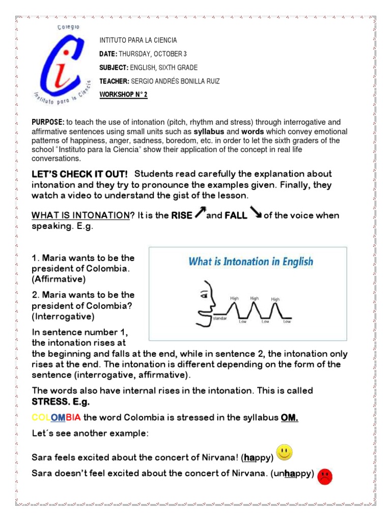 Teaching Intonation Through Interactive Role Playing Exercises | PDF ...