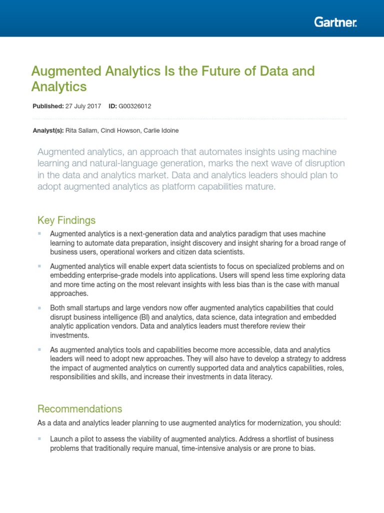 Gartner Data Analytics Australia Augmented Analytics 2018 | PDF ...