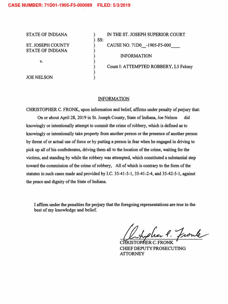 Charging Documents Joe Nelson | PDF | Bail | Detective